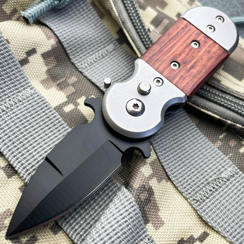 Mini Auto Wood Pocket Knife - MEGAKNIFE