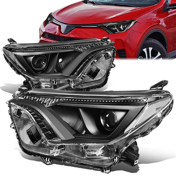 16-18 Toyota RAV4 Projector Headlights - Black Housing Clear Corner ...