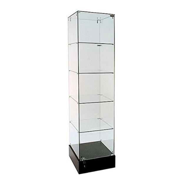 72" Frameless Tower Glass Display Case - Lockable Showcase