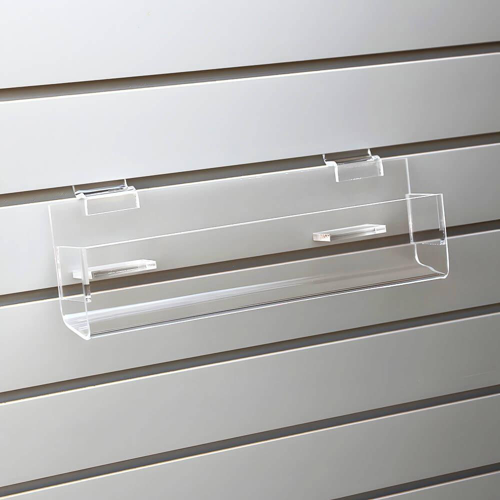Acrylic Tilted Slatwall Shelf - Closed End for Secure Displays