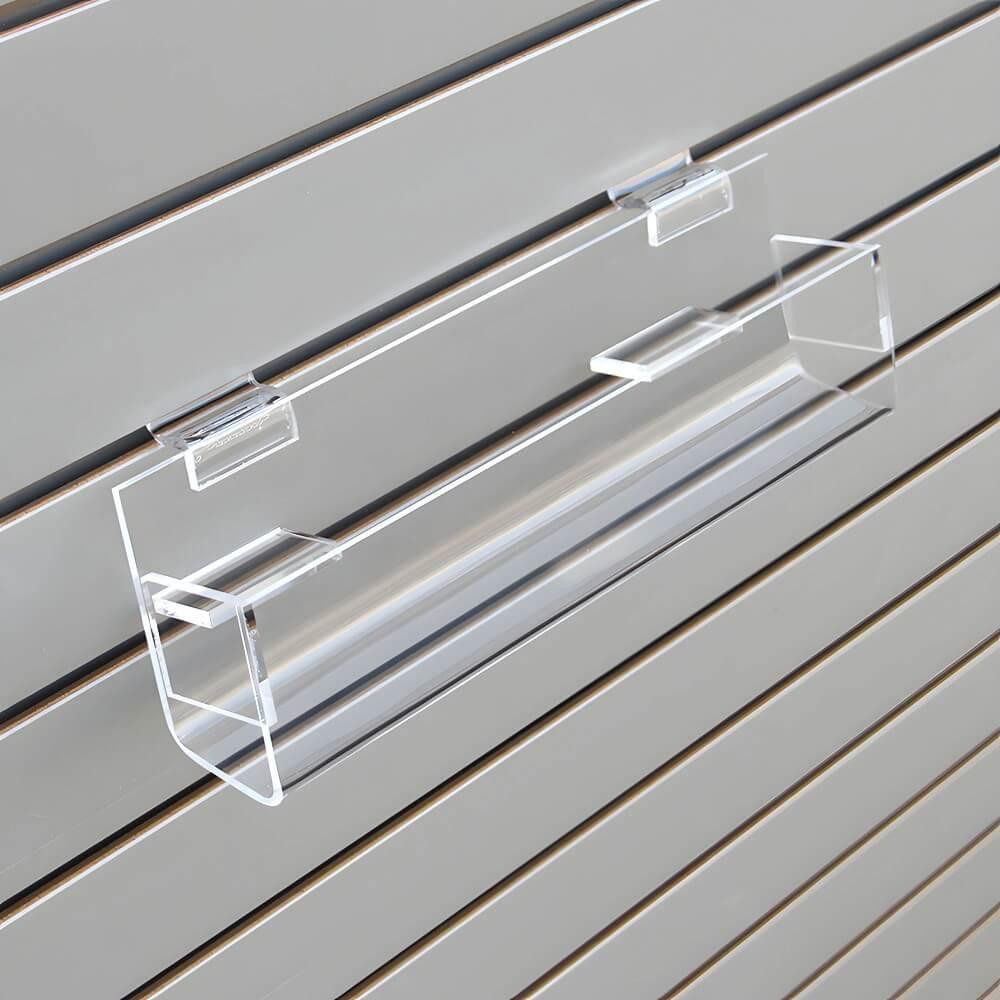 Acrylic Tilted Slatwall Shelf - Closed End for Secure Displays