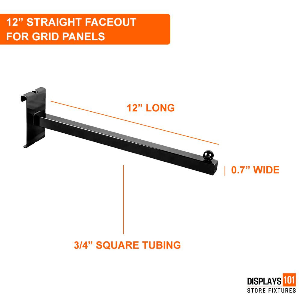 Durable 12" Black Faceout for Gridwall – Ideal for Retail Displays