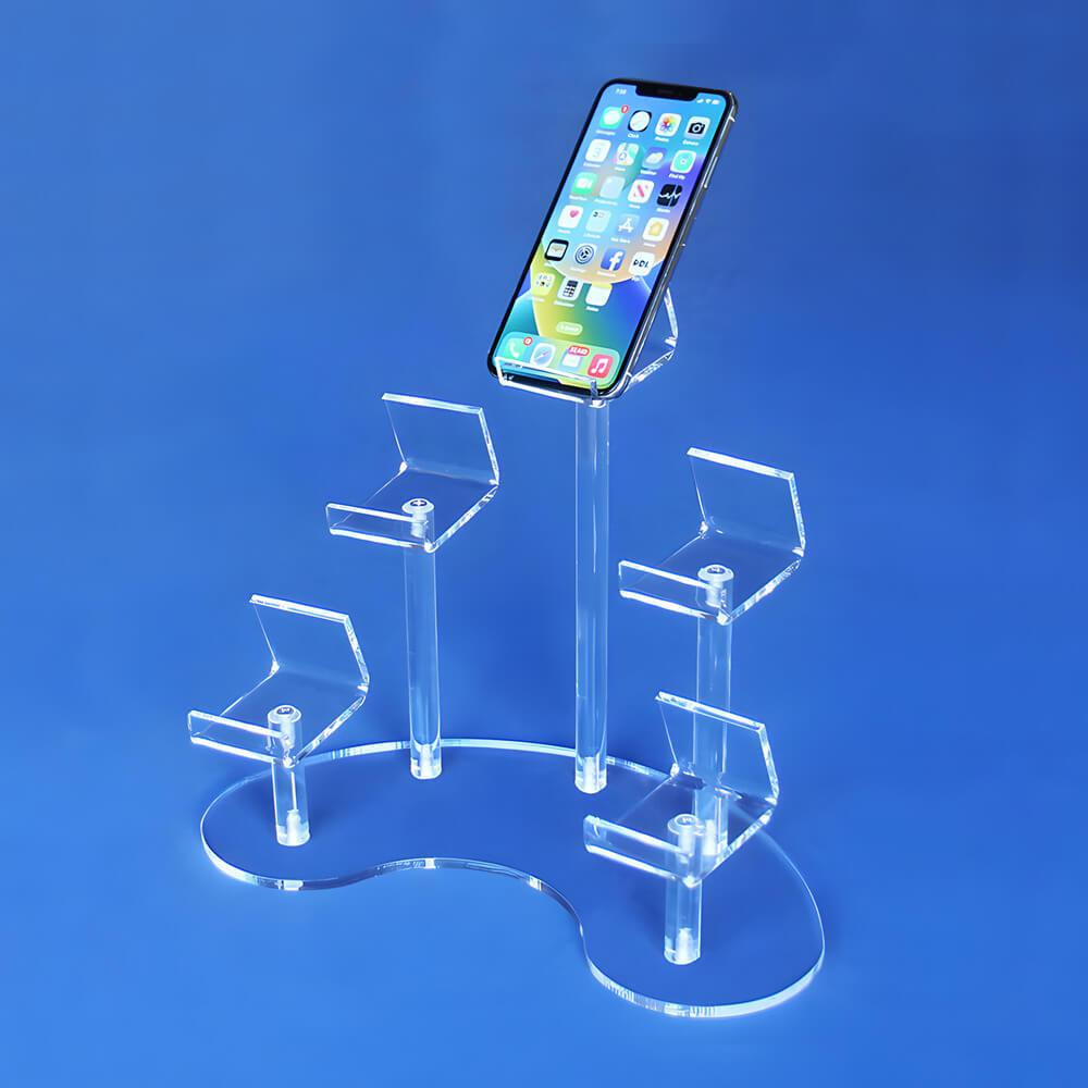 5 Pedestal Cell Phone Display Stand - Clear Acrylic Base