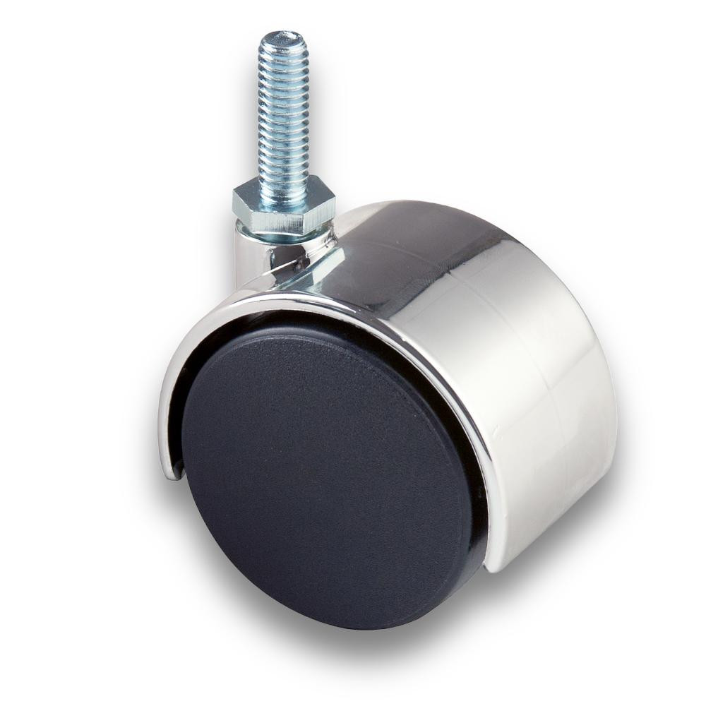 2" Twin Wheel Casters with Threaded Stem for Clothing Racks