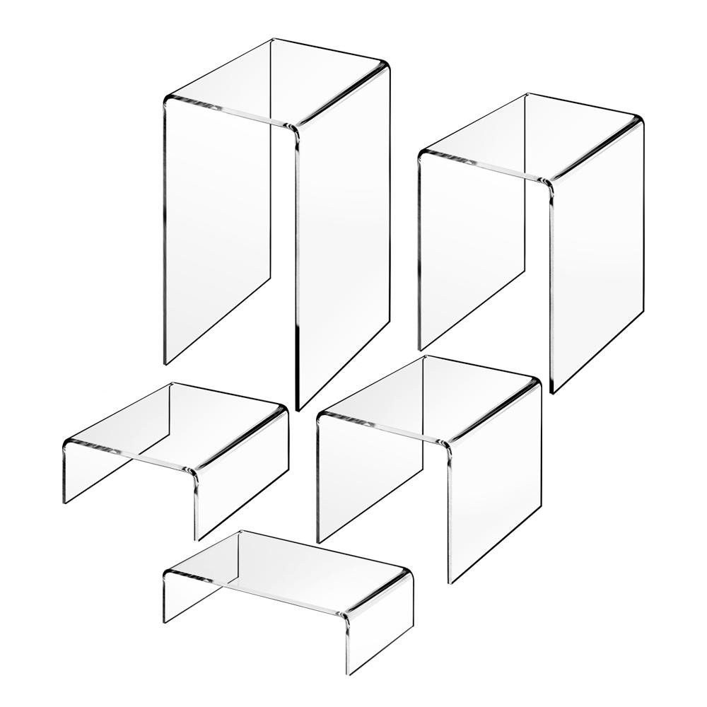 Clear Acrylic Riser Set - Multi-Size 5-Pack for Displays