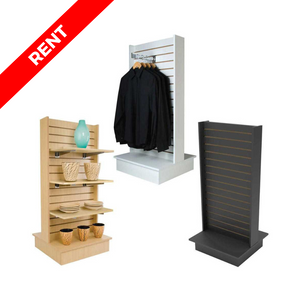 Slatwall 4-Way Display Rack Rental | 36x36x54 Retail Fixture