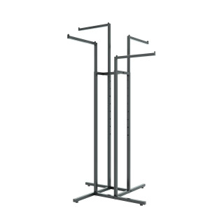 Black 4-Way Garment Rack – Adjustable Matte Retail Display