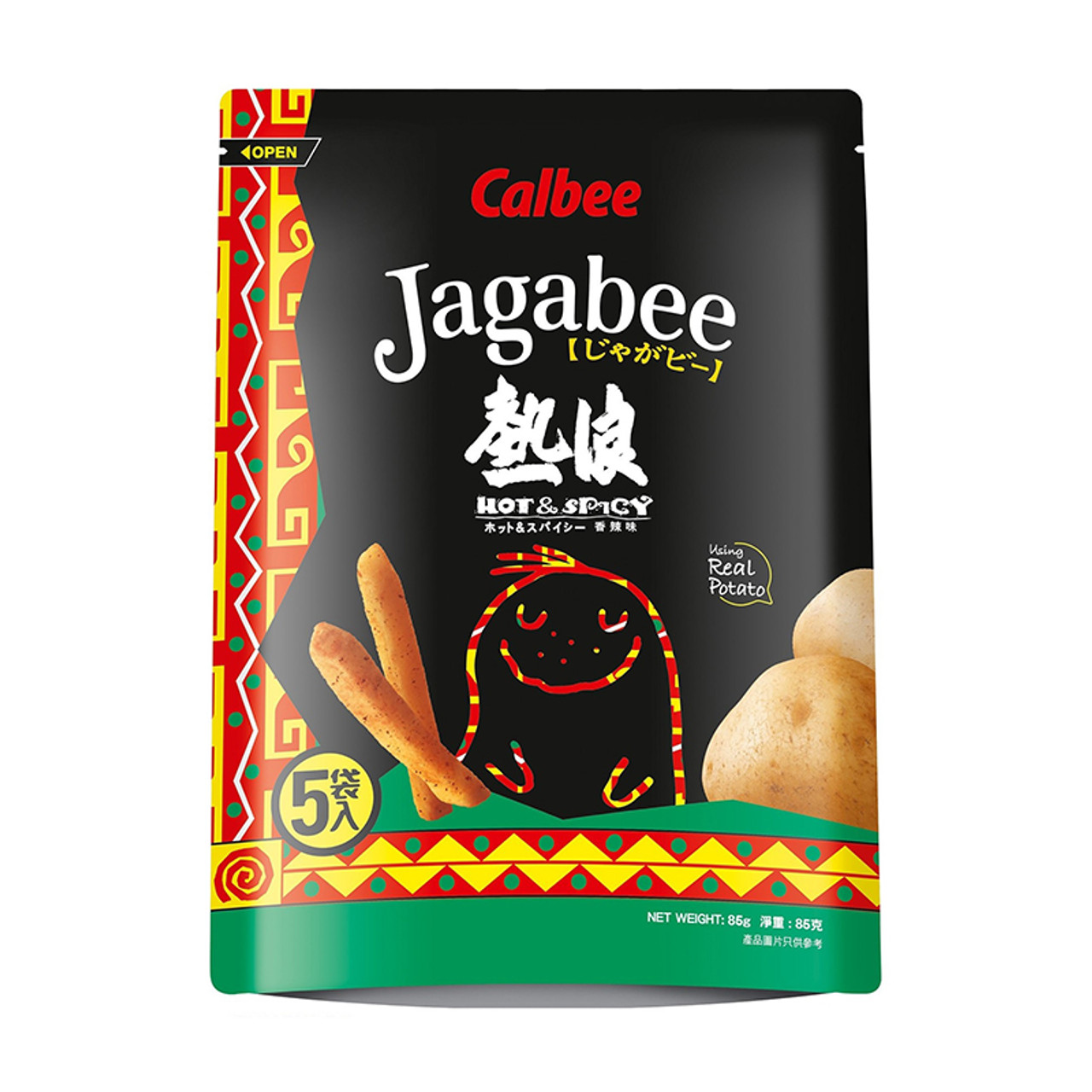 CALBEE - JAGABEE Potato Sticks Hot & Spicy Flavor | 宅卡B 薯條 熱浪香辣味 Bag Size (17G X5 Small Pack ...