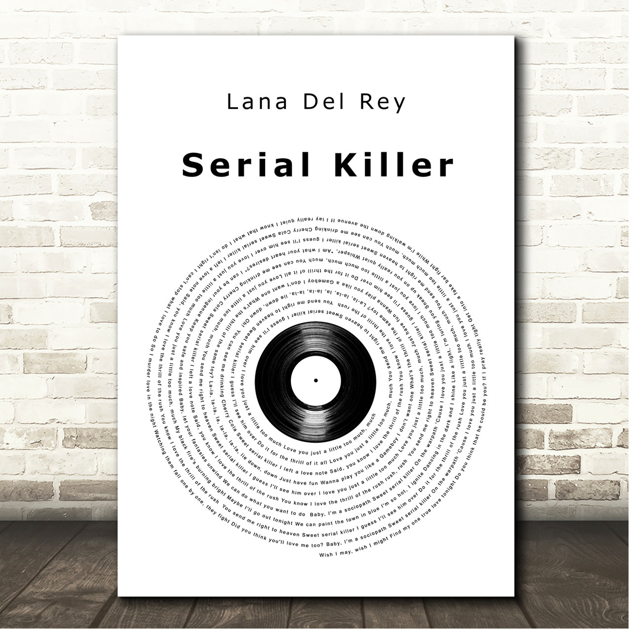 Lana Del Rey Serial Killer Vinyl Record Song Lyric Print - Song Lyric ...