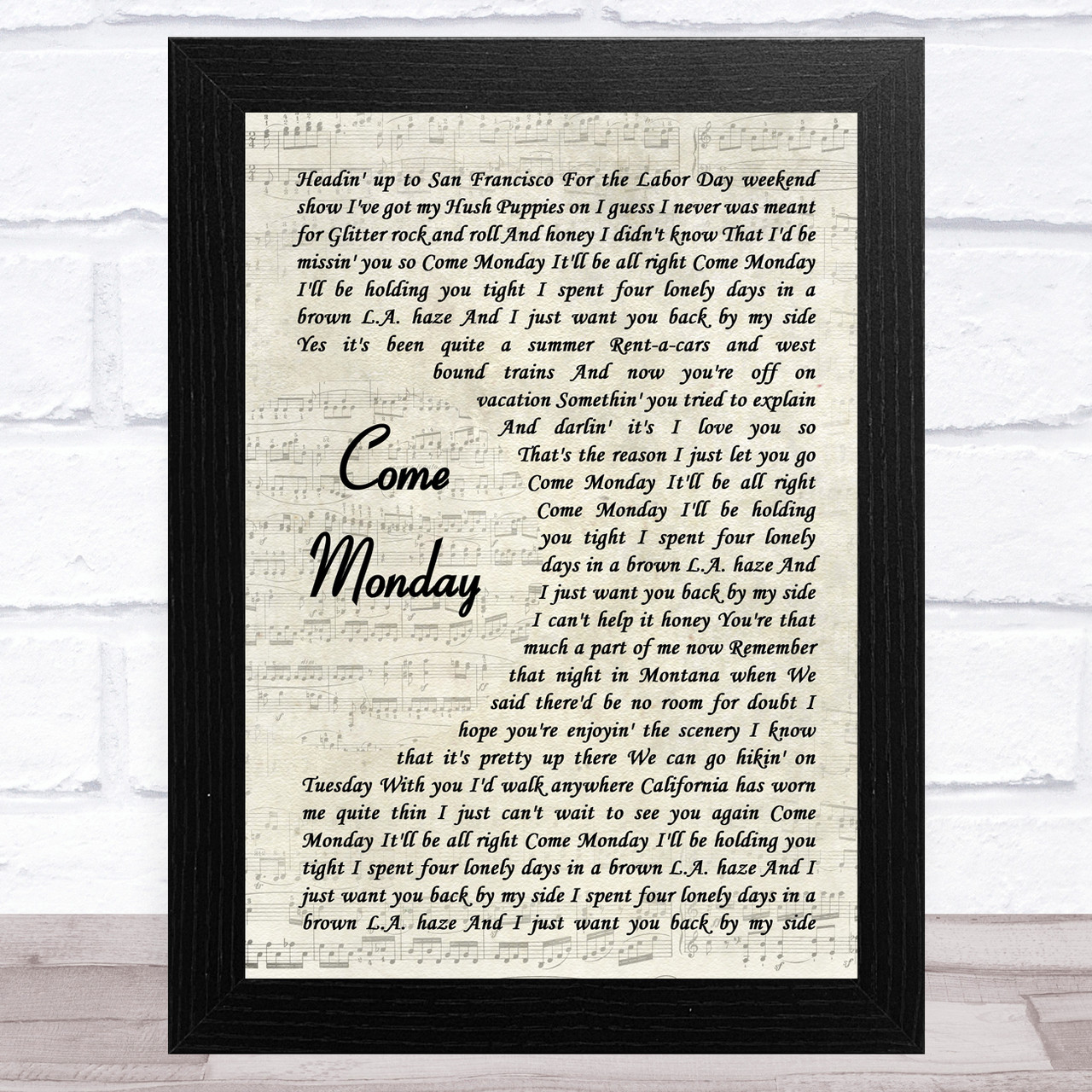 Jimmy Buffett Come Monday Vintage Script Song Lyric Art Print - Song ...