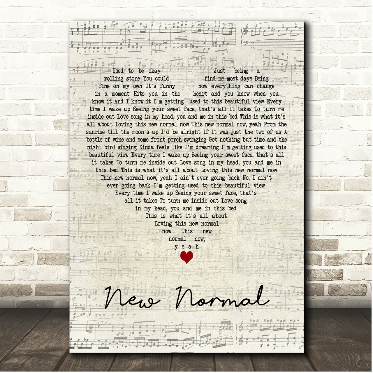 Cooper Alan New Normal Script Heart Song Lyric Print - Song Lyric Designs