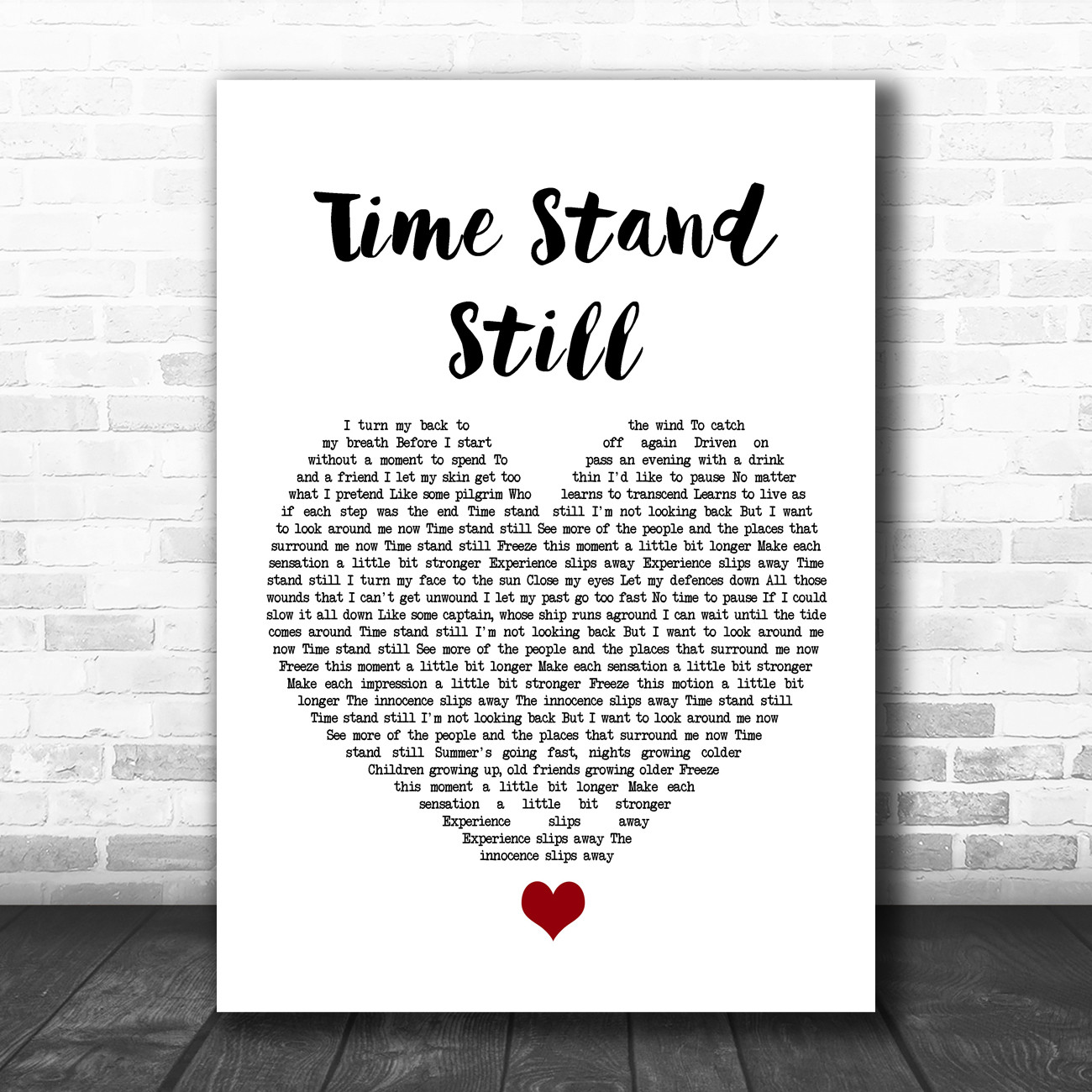 Rush Time Stand Still Script Heart Song Lyric Quote Music Print - Song ...