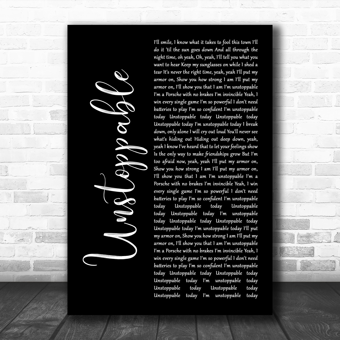 Sia Unstoppable Black Heart Song Lyric Print - Song Lyric Designs