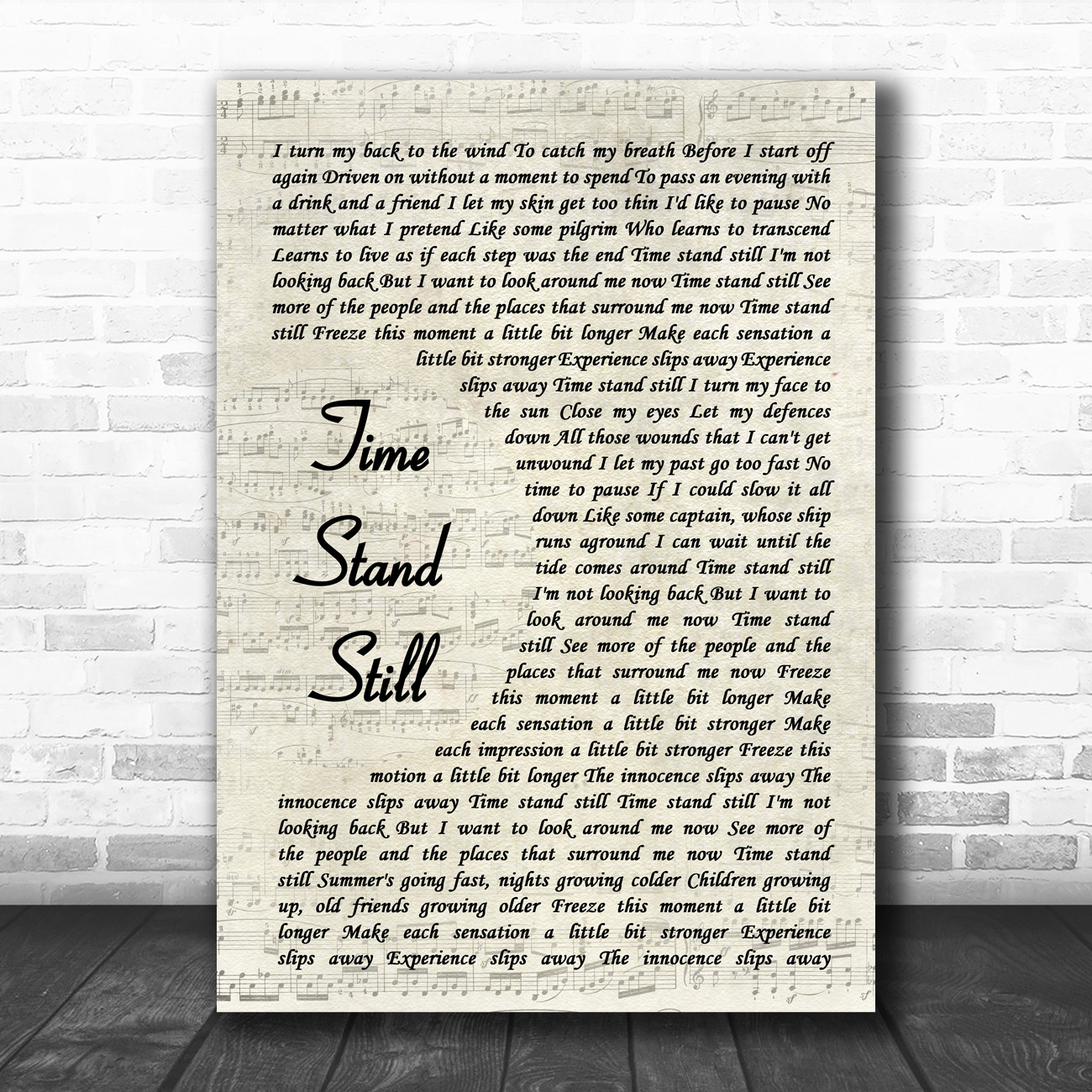Rush Time Stand Still Script Heart Song Lyric Quote Music Print - Song ...