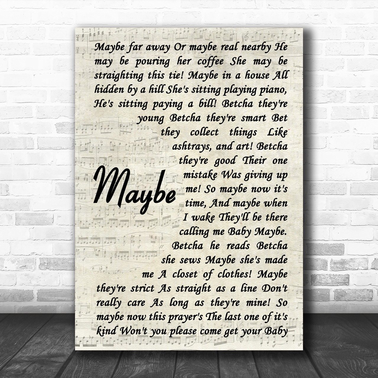 Annie Maybe Script Heart Song Lyric Quote Print - Song Lyric Designs