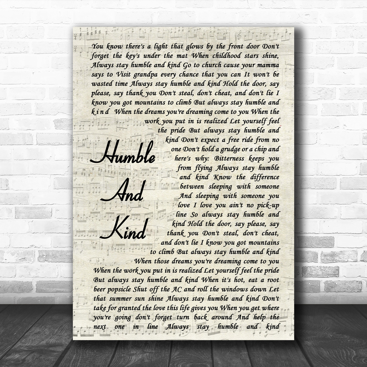 Tim McGraw Humble And Kind Script Heart Song Lyric Poster Print - Song ...