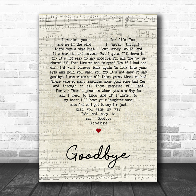 Lionel Richie Goodbye Script Heart Song Lyric Quote Print - Song Lyric ...
