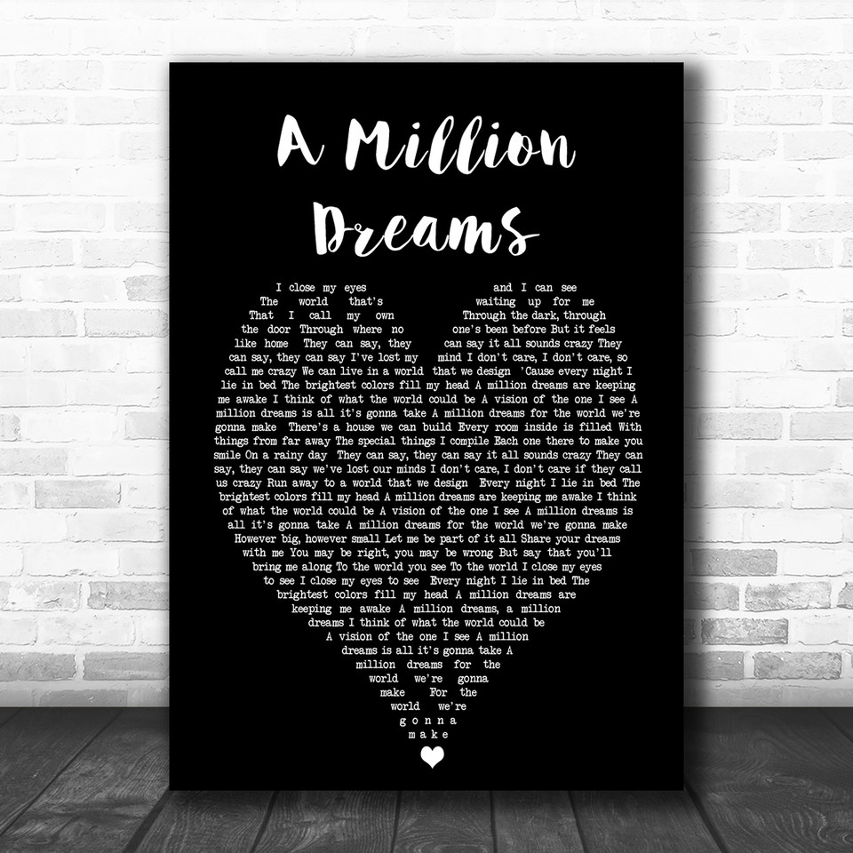 A Million Dreams The Greatest Showman Heart Song Lyric Music Wall Art ...