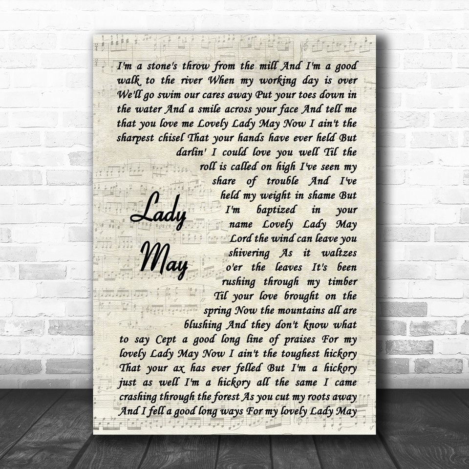 Tyler Childers Lady May Vintage Heart Song Lyric Print - Song Lyric Designs