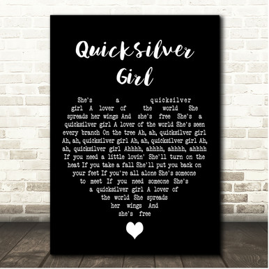 Steve Miller Band Quicksilver Girl Black Heart Song Lyric Print - Song ...