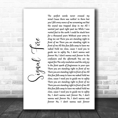 Snow Patrol Signal Fire White Script Song Lyric Music Wall Art Print ...