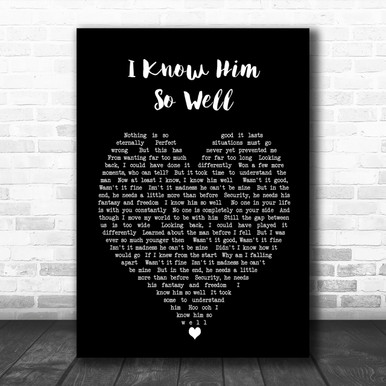 Whitney Houston I Know Him So Well Black Heart Song Lyric Music Wall ...