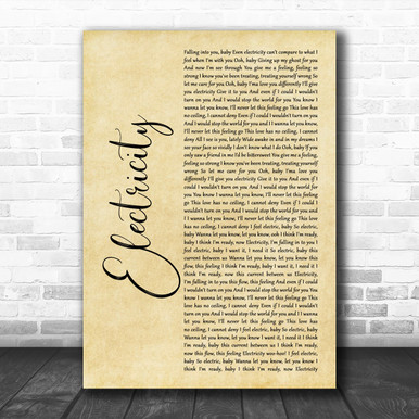 Silk City & Dua Lipa Electricity Rustic Script Song Lyric Music Poster ...