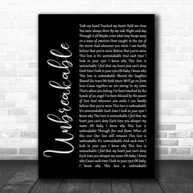 Westlife Unbreakable Black Script Song Lyric Music Wall Art Print ...