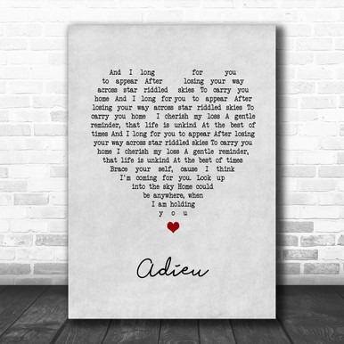 Enter Shikari Adieu Grey Heart Song Lyric Wall Art Print - Song Lyric ...