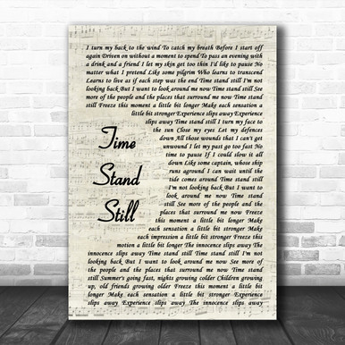 Rush Time Stand Still Vintage Script Song Lyric Wall Art Print - Song ...