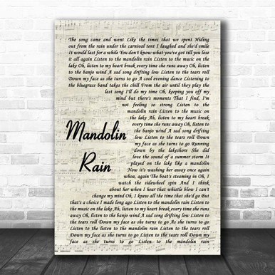 Bruce Hornsby Mandolin Rain Vintage Script Song Lyric Print - Song ...