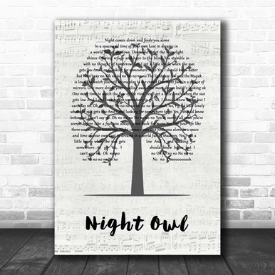 Gerry Rafferty Night Owl Music Script Tree Song Lyric Print - Song ...