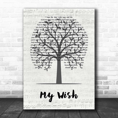 Rascal Flatts My Wish Music Script Tree Song Lyric Print - Song Lyric ...