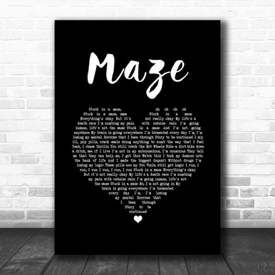 Juice WRLD Maze Black Heart Song Lyric Art Print - Song Lyric Designs