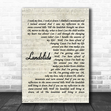 Fleetwood Mac Landslide Song Lyric Music Wall Art Print - Song Lyric ...
