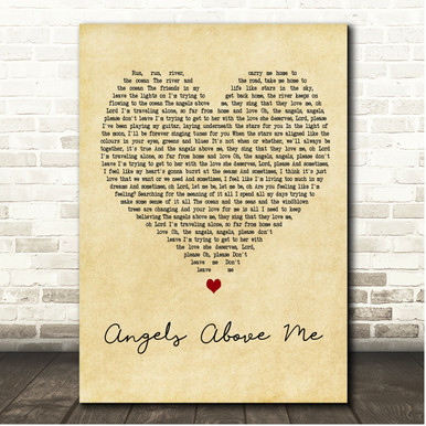 Stick Figure Angels Above Me Vintage Heart Song Lyric Print - Song ...