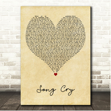 JAY-Z Song Cry Vintage Heart Song Lyric Print - Song Lyric Designs