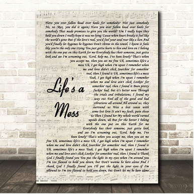 Juice WRLD & Halsey Life s a Mess Vintage Script Song Lyric Print ...