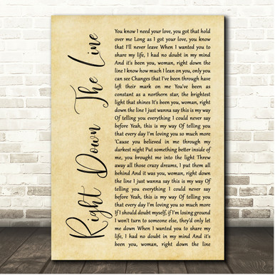 Gerry Rafferty Right Down The Line Rustic Script Song Lyric Print ...