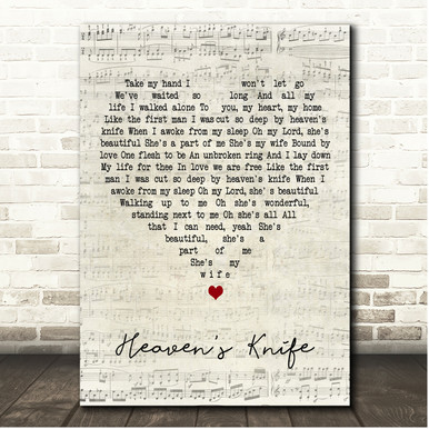 Josh Garrels Heaven's Knife Script Heart Song Lyric Print - Song Lyric ...