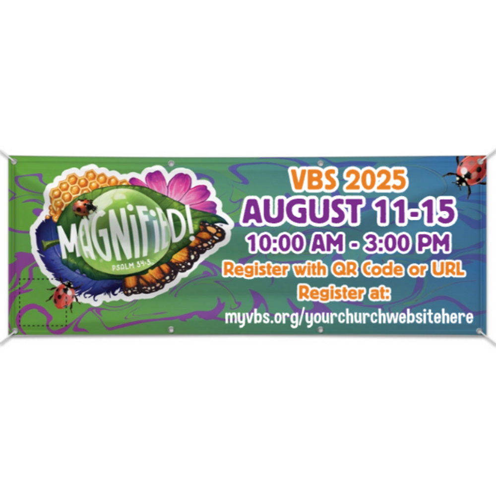 Easy Custom Outdoor Vinyl Banner - Personalize in Real Time - Magnified! VBS - BMAG002 ...