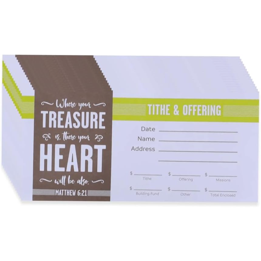 Offering Envelope - Treasure - Matt 6:21 (Pack of 100)