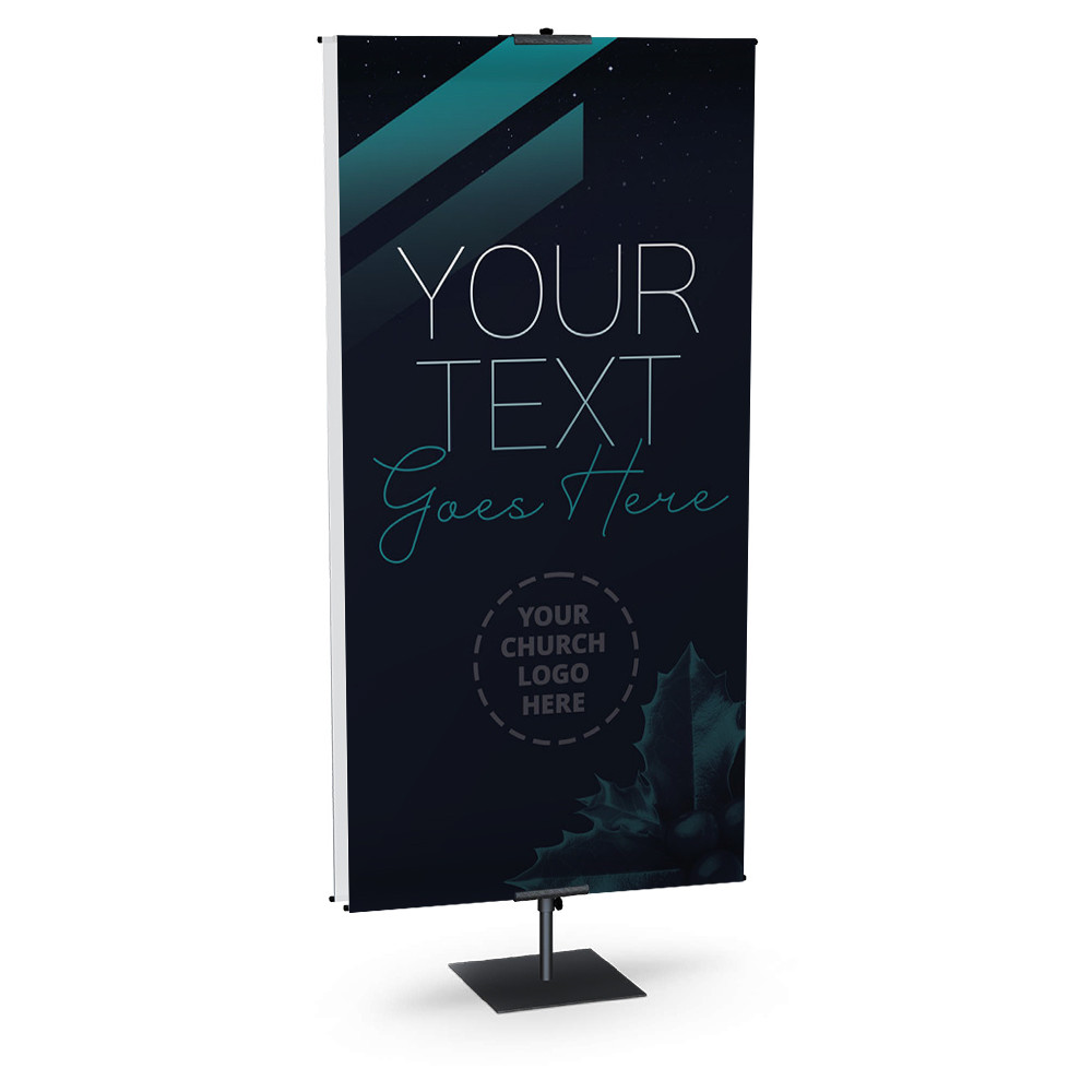 Church Banner - Blue Holly - Custom