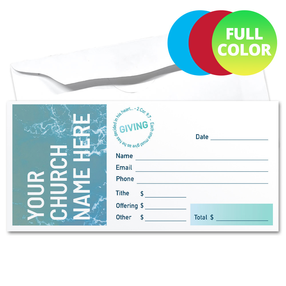 Custom Offering Envelope - Full Color - Ocean Effect - EFC016 - Box of 500