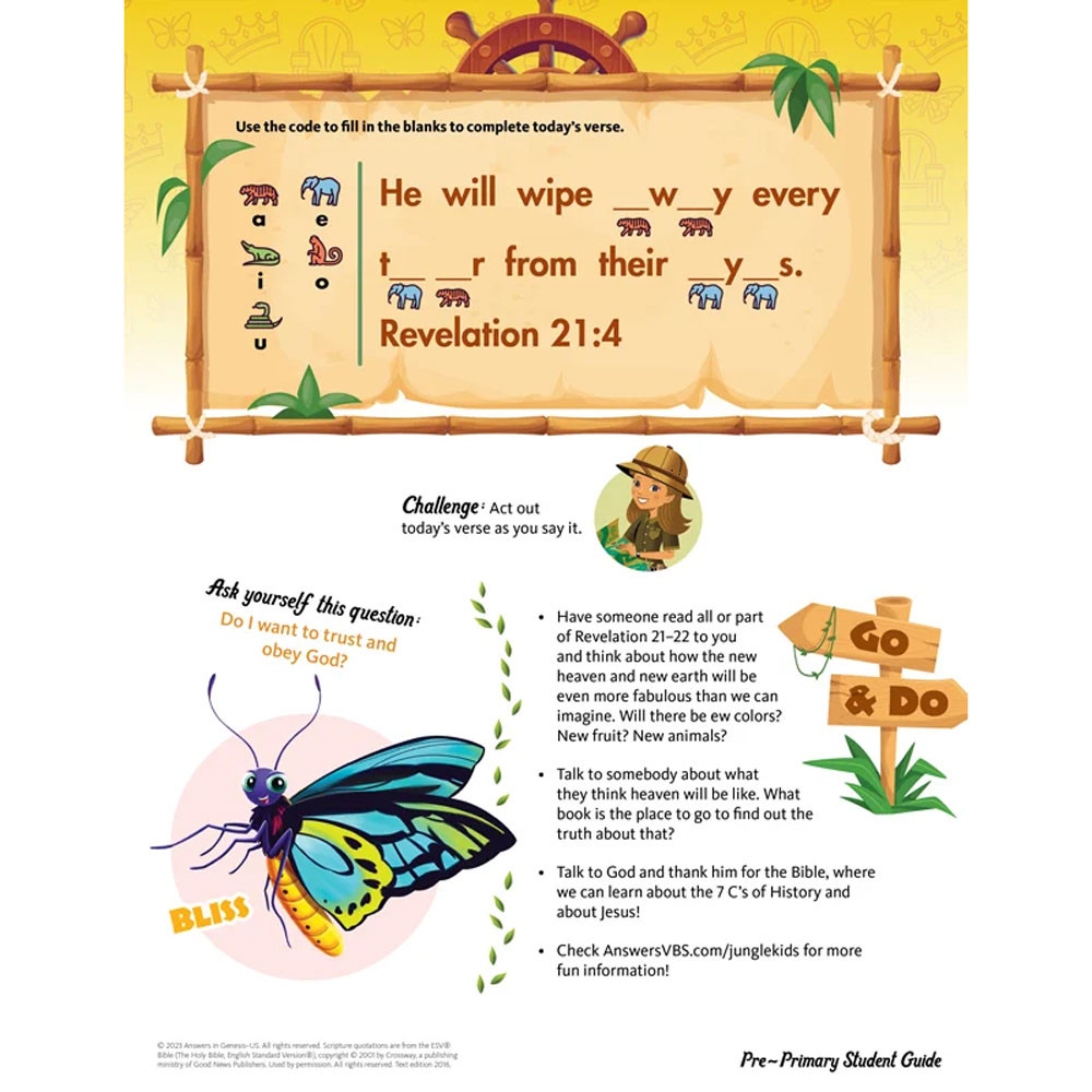 KJV Pre-Primary Student Guide (Pack of 10) - Jungle Journey Answers VBS ...