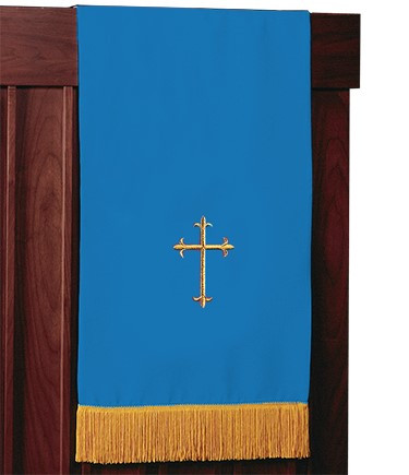 Pulpit/Lectern Scarf Blue/White w/ Cross - Concordia Supply