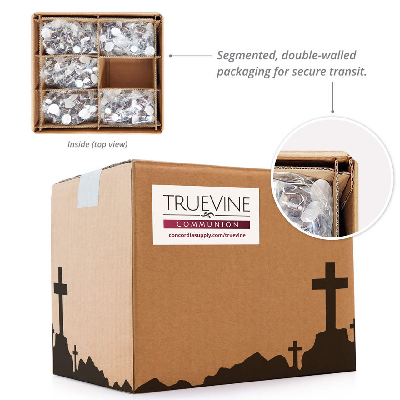 TrueVine Chalice Prefilled Communion Cups - Bread & WINE Sets (Box of 25)