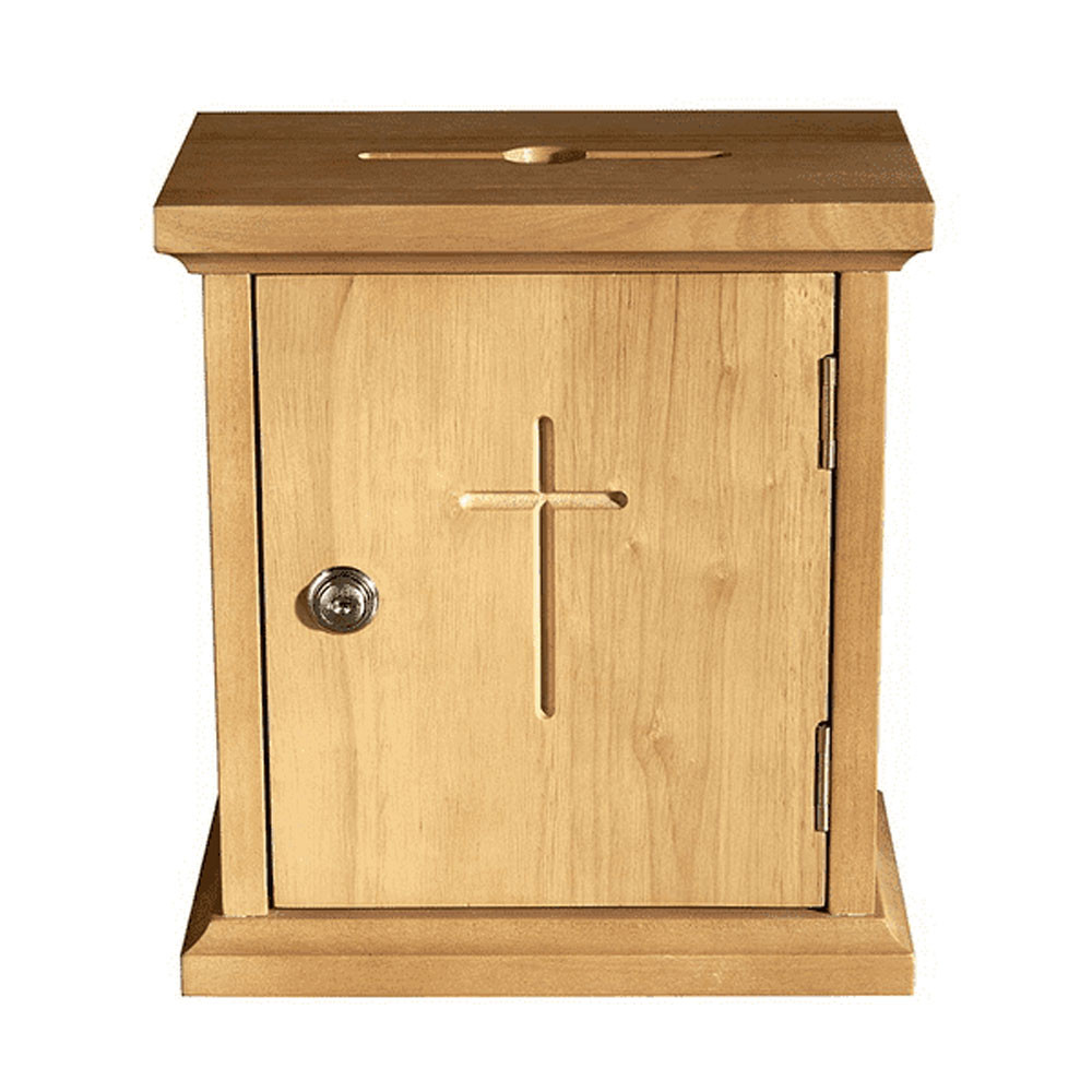 Wooden Tithe & Offering Box - Wall Mounted with Lock - Solid Wood with ...