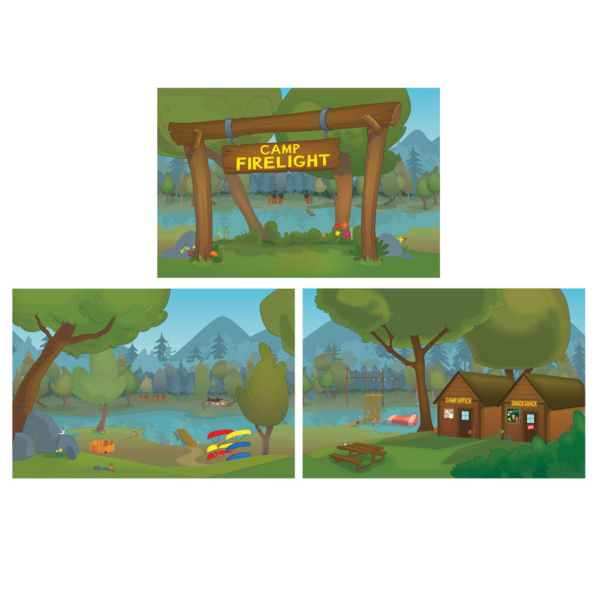Decorating Mural Package (9 panels to tile 6' x 27')- Camp Firelight ...