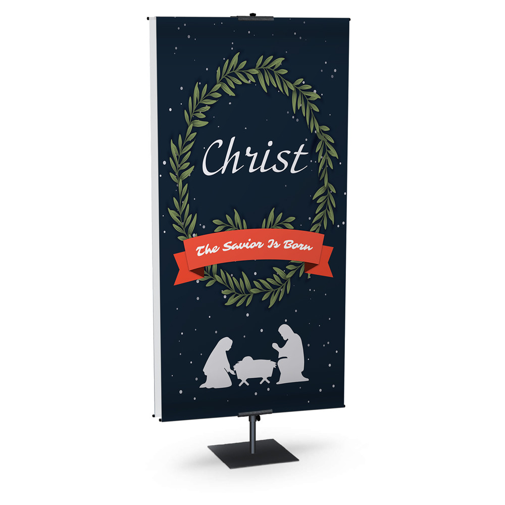 Church Banner - Blue Wreath - Christ - Concordia Supply